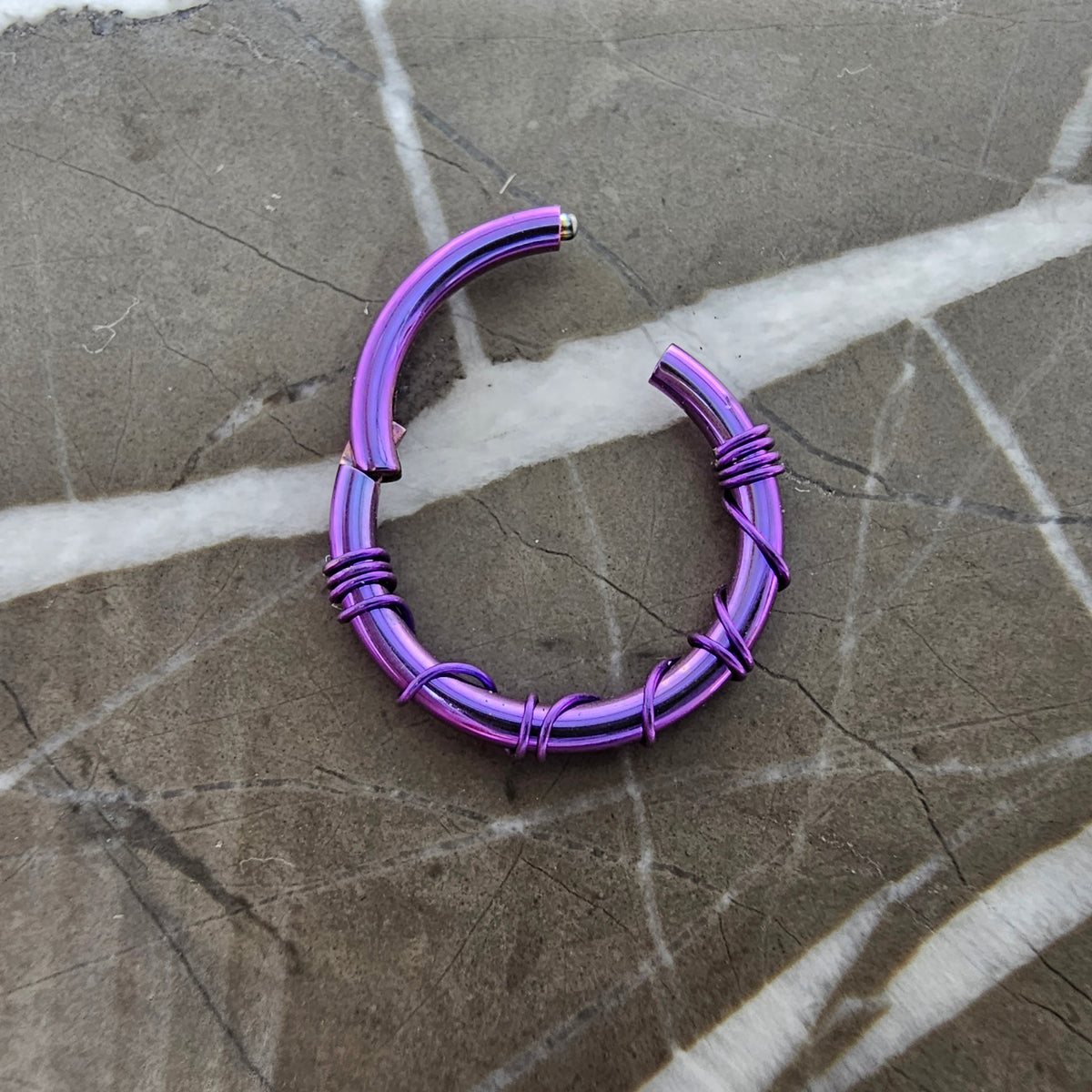 Banded Blue-Purple (Blurple) Anodized Titanium Hinged Segment Clicker ...